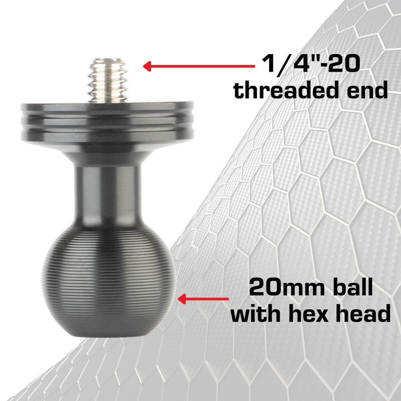 1/4"-20 Aluminum Camera Adapter with Integrated 20mm Ball - Bulletpoint ...