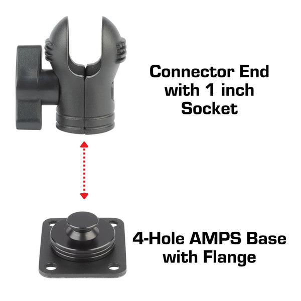 AMPS Compatible Mounting Plate with 1 inch Connector End Nubby Edition ...