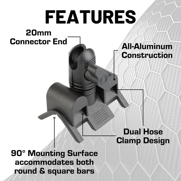 Adjustable Dual Hose Bar Clamp Mount with 20mm Connector End Nubby Edi ...