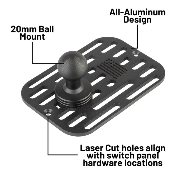Auxbeam 6 Gang Switch Panel Mount with 20mm Ball - Bulletpoint Mounting ...