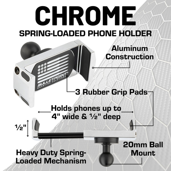 Chrome Spring-Loaded Universal Phone Holder with 20mm Ball ...