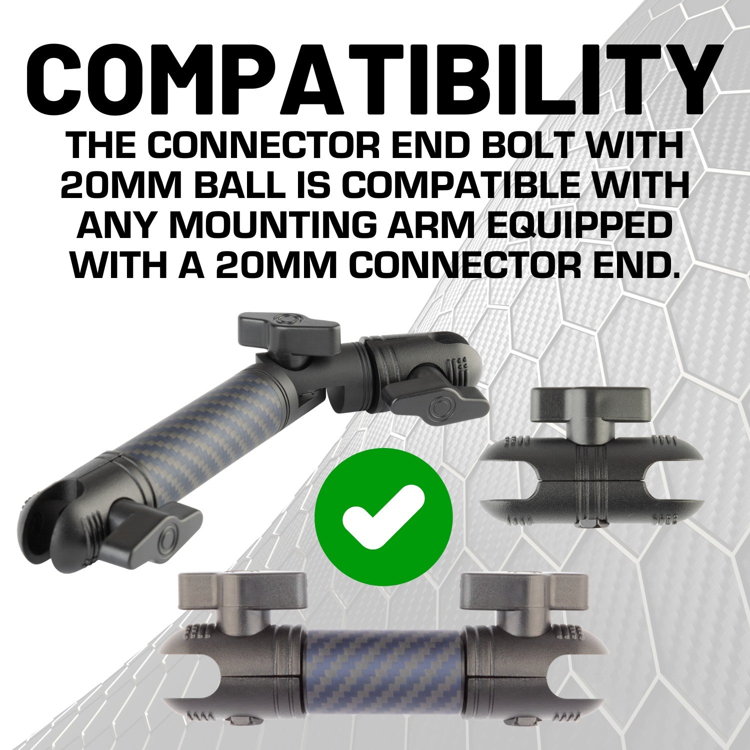 Plus One Connector End Bolt with Integrated 20mm Ball Mount ...