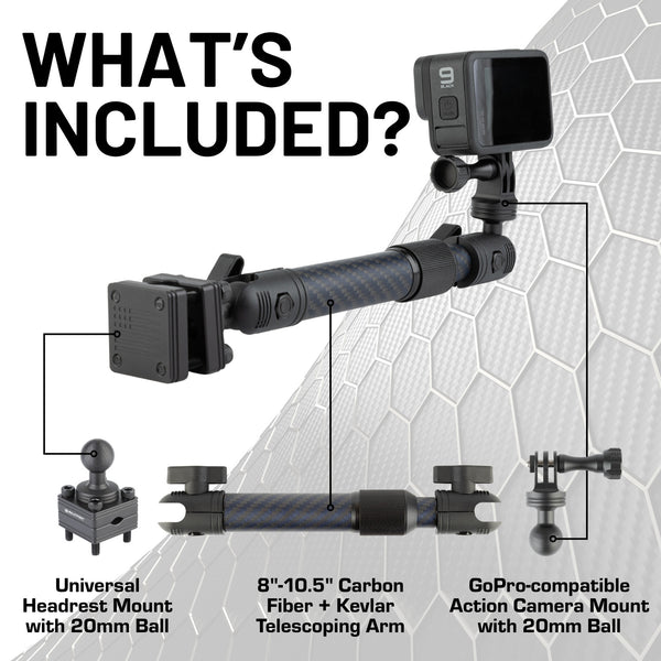 Action Camera Headrest Mount with Adjustable Telescoping Arm ...