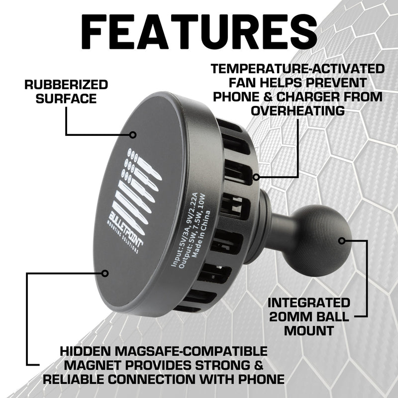 MagSafe-Compatible Wireless Phone Charger with Cooling Fan + 20mm Ball ...