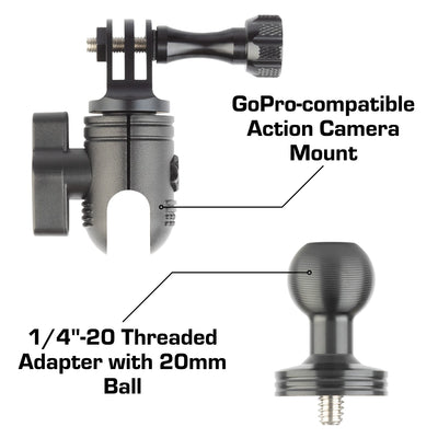 1/4"-20 Aluminum Camera Adapter with 20mm Ball + Action Camera GoPro M ...