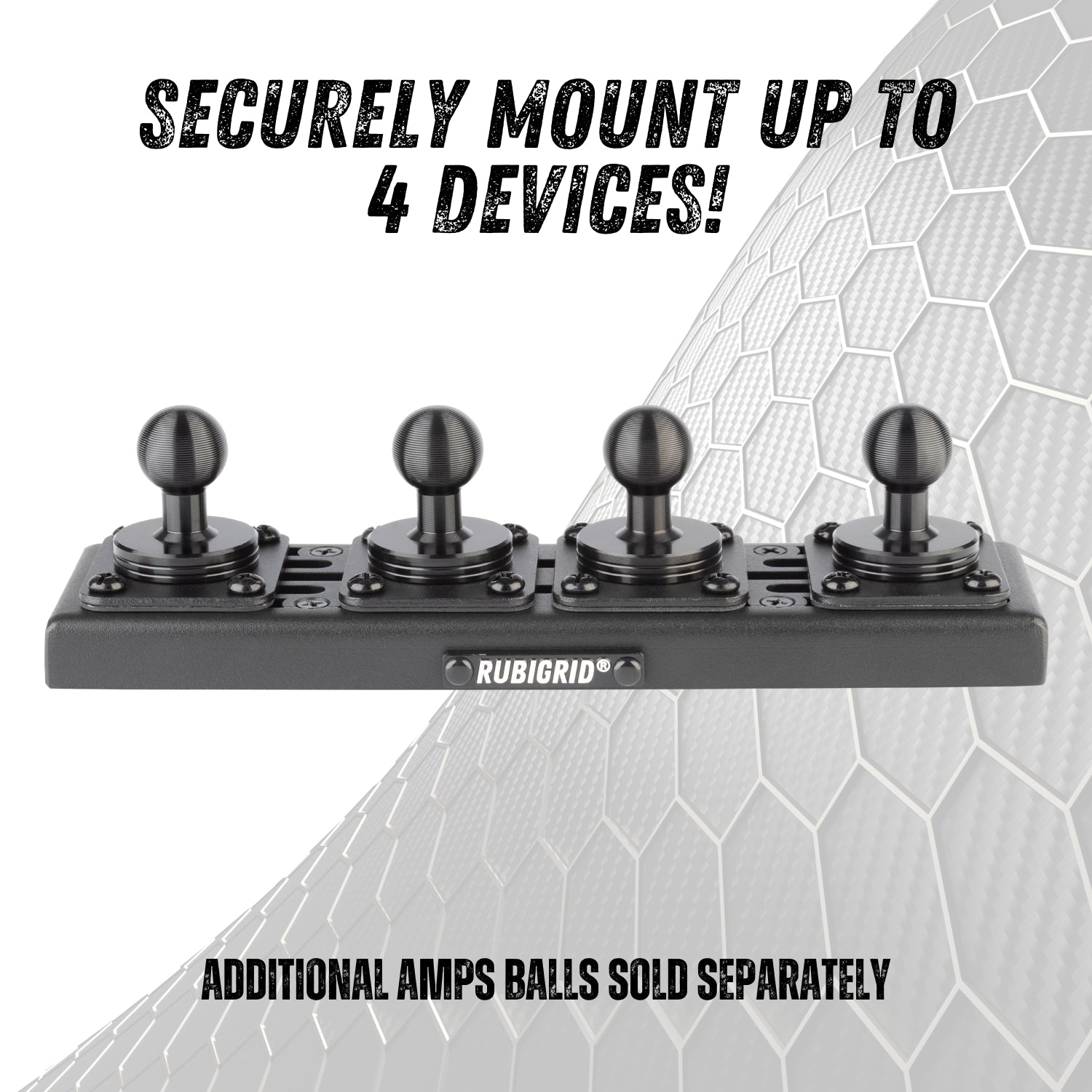 RubiGrid® Universal Dash Mount Phone + Device Holder with 4-Ball Capac ...