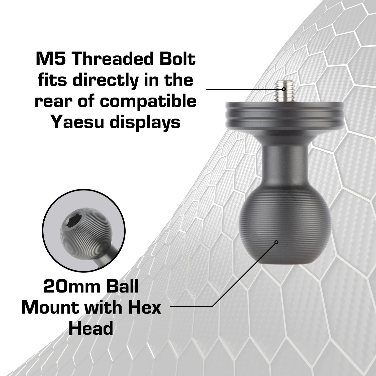 Yaesu Compatible Aluminum Display Adapter with Integrated 20mm Ball Mo ...