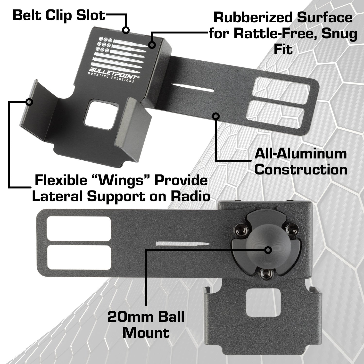 Handheld Radio + Mic Combo Holder with 20mm Ball Mount - Bulletpoint ...