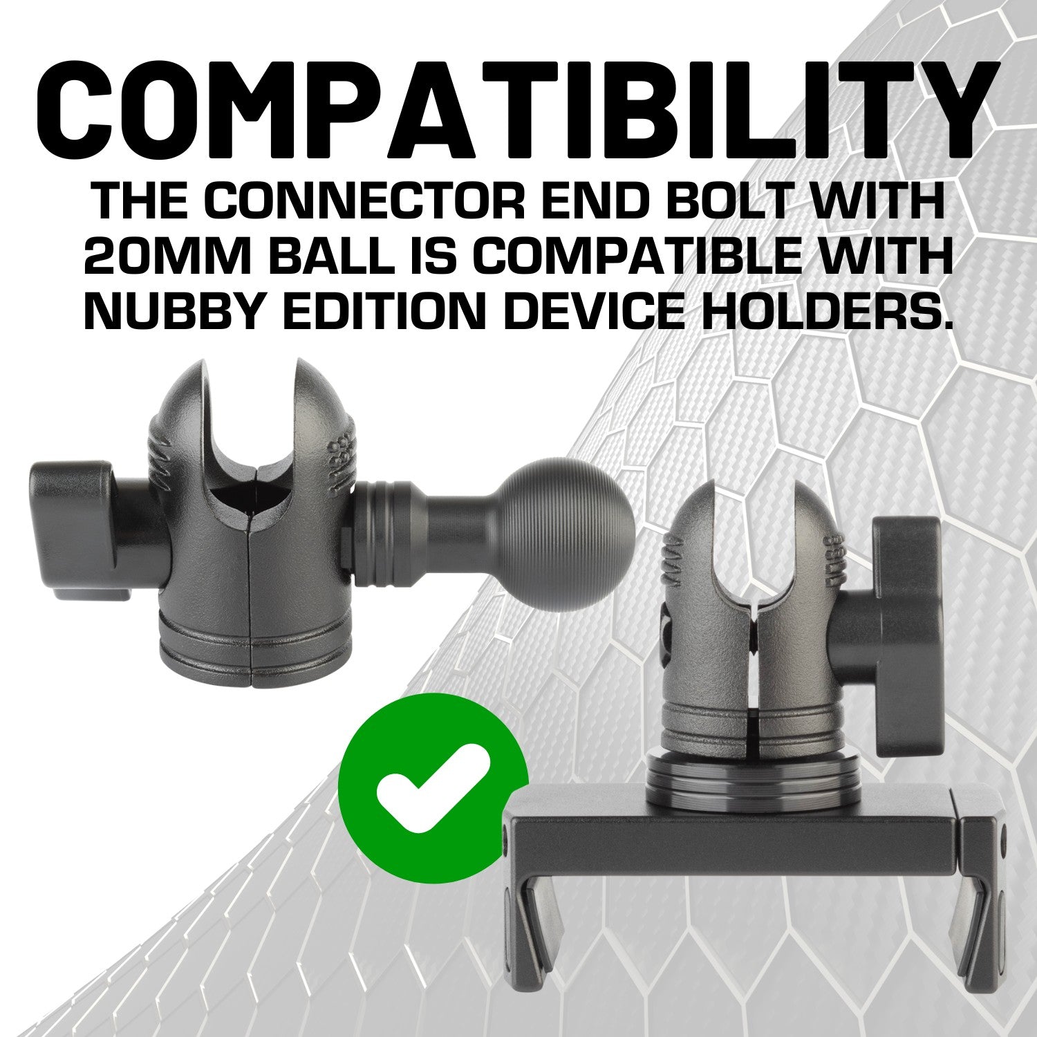 Plus One Connector End Bolt with Integrated 20mm Ball Mount ...