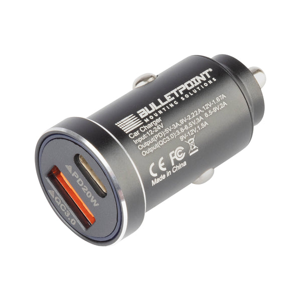 12V Cigarette Lighter Dual Socket USB-C + USB QC 3.0 Power Adapter ...