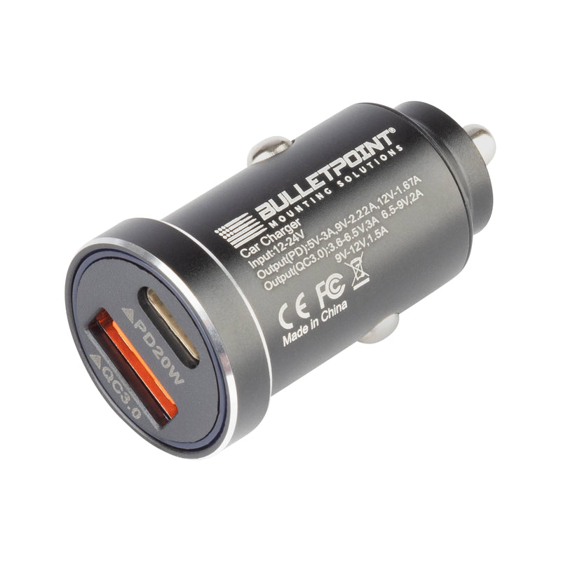 12V Cigarette Lighter Dual Socket USB-C + USB QC 3.0 Power Adapter ...