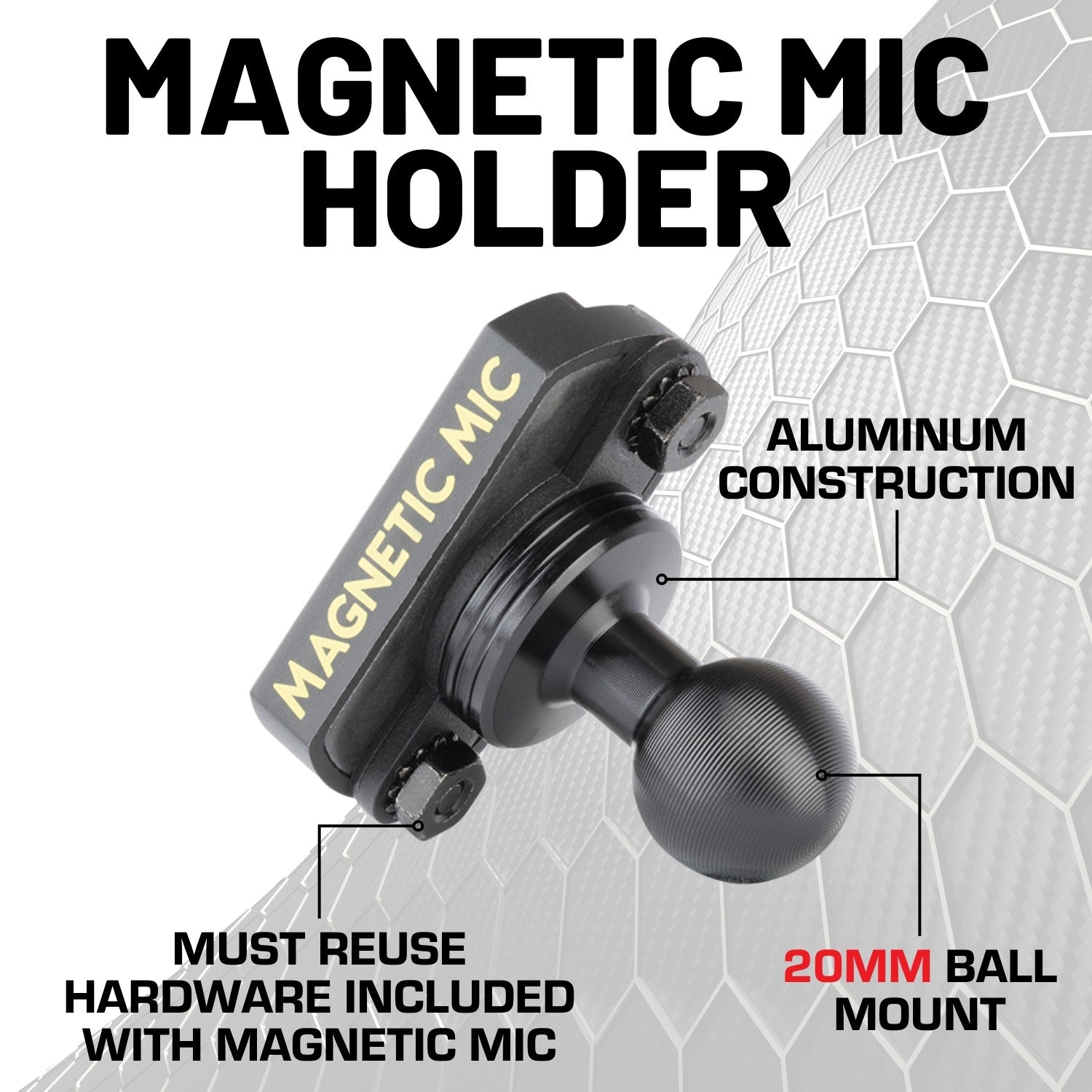 Magnetic Mic Holder with 20mm Ball Mount - Bulletpoint Mounting Solutions
